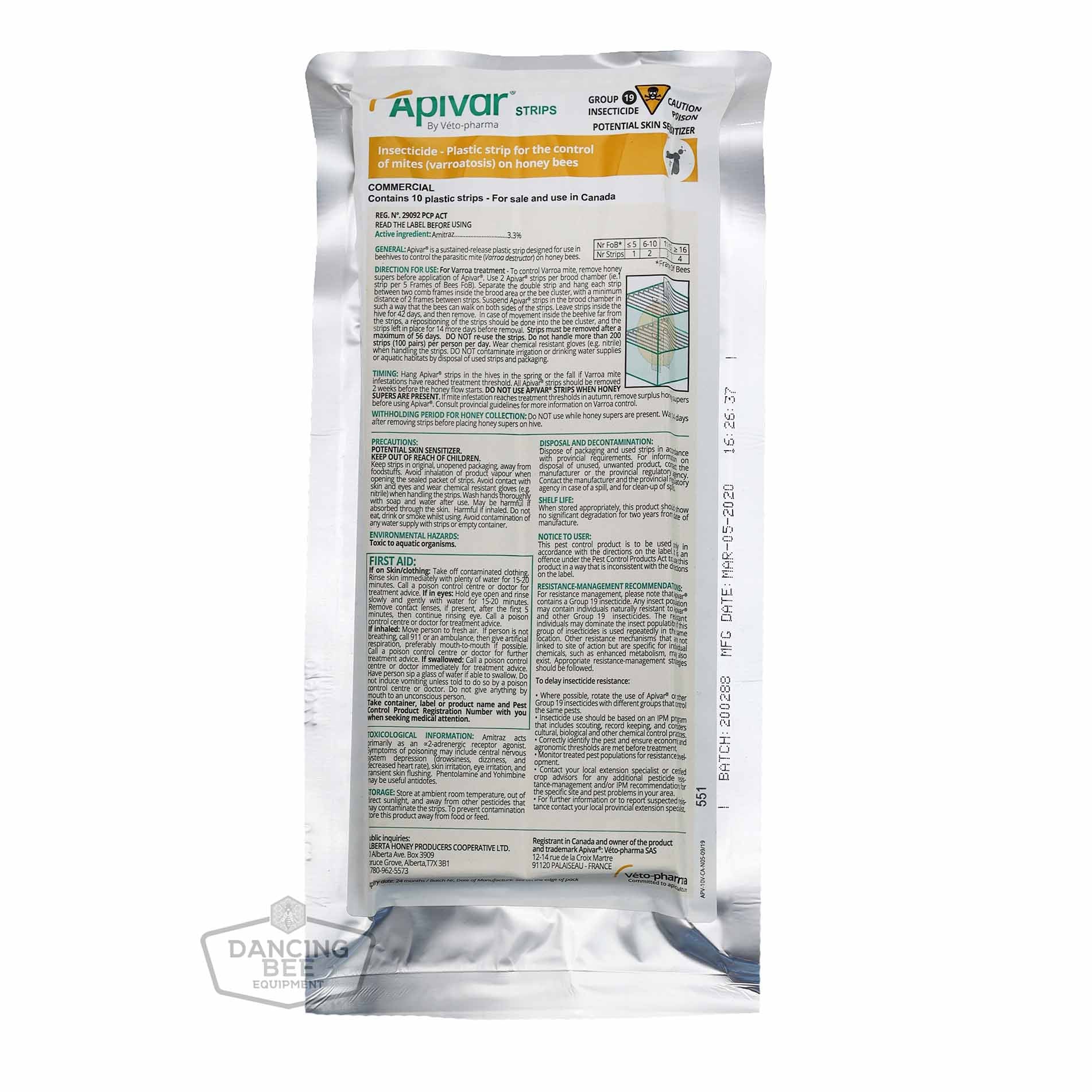 Apivar Varroa Treatment 4 Strips - Ritchie Feed & Seed Inc.